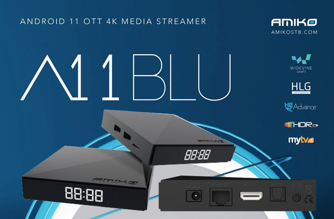 Acheter Box Amiko A11 BLU Android OTT 4k MyTV 3